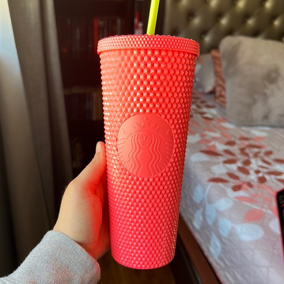 Dining | Neon Pink Venti Iced Starbucks Cold Cup With Neon Straw Never ...